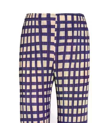 Issey Miyake Basket Plissé-effect Checked Trousers