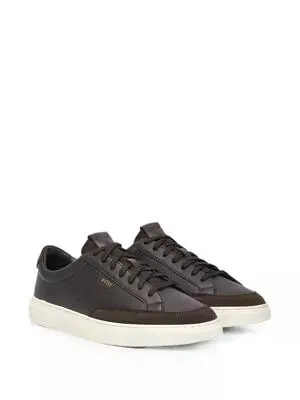 BOSS Panelled Leather Sneakers - Brown