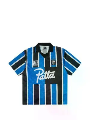 PATTA Stripe-print Football Polo Shirt - Blue
