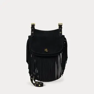 Ralph Lauren Fringe-trim Medium Marcy Crossbody Bag - Black