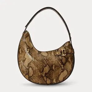 Ralph Lauren Python-embossed Large Tasha Shoulder Bag - Tan Multi