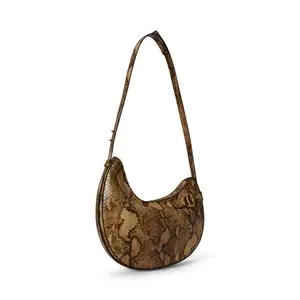Ralph Lauren Python-embossed Large Tasha Shoulder Bag - Tan Multi