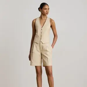 Ralph Lauren Pleated Linen-cotton Tweed Bermuda Shorts