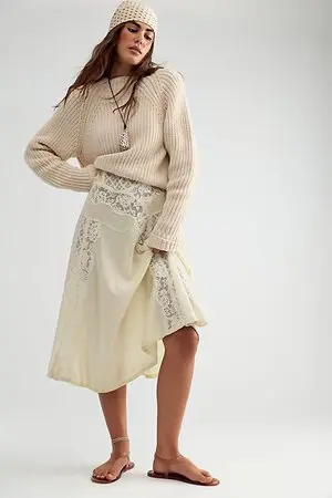 Free People Low Tide Knit Pullover Marshmallow
