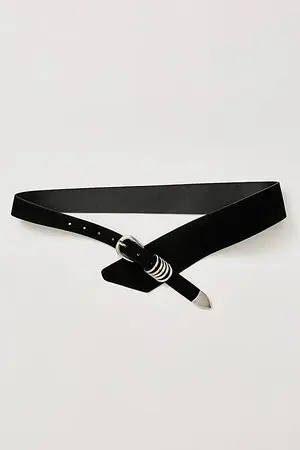 Free People Asymmetrical Suede Belt With Crisscross Closure - Black