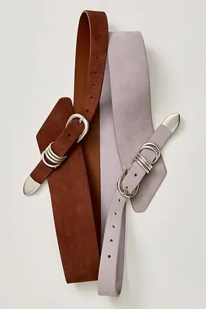 Free People Sloane Suede Belt - Clam Grey