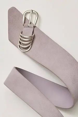 Free People Sloane Suede Belt - Clam Grey