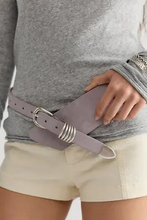 Free People Sloane Suede Belt - Clam Grey