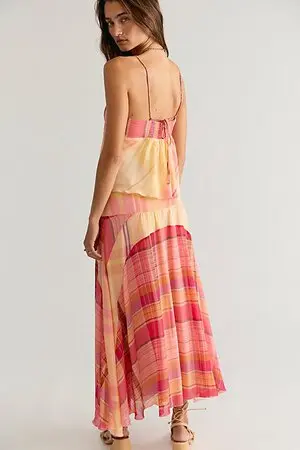 Free People Breezy Plaid Midi Skirt Set