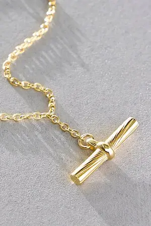 GHOST LONDON Plated Estee T-bar Necklace