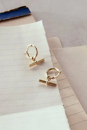 GHOST LONDON Estee Plate T-bar Charm Hoops