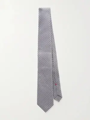 Brunello Cucinelli 8cm Polk-dot Silk-jacquard Tie - Gray