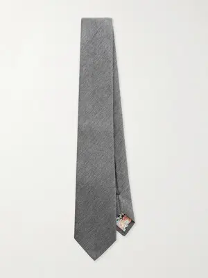 Paul Smith 8cm Silk And Wool-blend Neck Tie - Gray