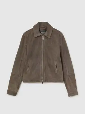 REISS Sorina Suede Zip-through Moto Jacket