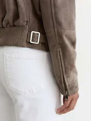 REISS Sorina Suede Zip-through Moto Jacket