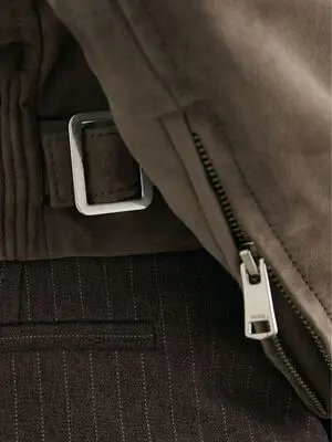 REISS Suede Zip-through Moto Jacket