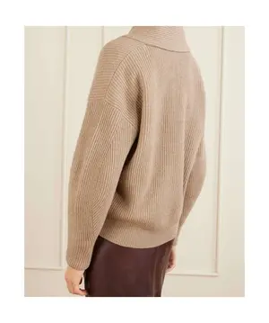 Brunello Cucinelli Cashmere English-rib Pullover With Monili - Nude