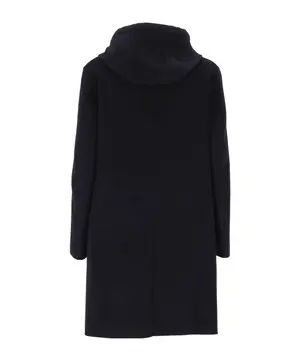 LARDINI Single-breasted Hooded Coat In Raw Wool