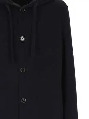 LARDINI Single-breasted Hooded Coat In Raw Wool
