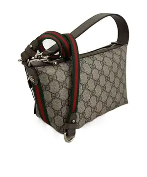 Gucci Gg Pattern Zippered Shoulder Bag - Gray