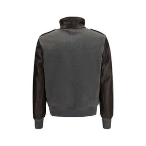 Brunello Cucinelli Bonded Cashmere Beaver Cloth And Nappa Leather Bomber Jacket With Thermore Padding And Detachable Shearling Collar - Medium Grey