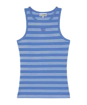 GANNI Tank Top With Stripes - New Naval