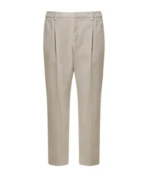 Brunello Cucinelli Brunello Cucinelli Pleated Relaxed Fit Trousers With Monili Embroidery Cool Beige