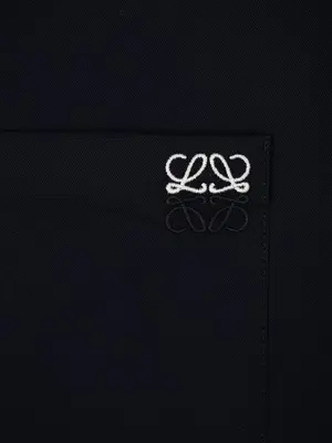 Loewe Anagram-embroidered Short-sleeve Shirt - Deep Navy Blue