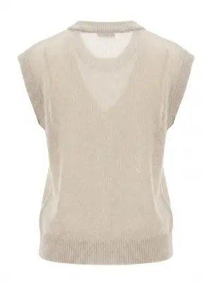 Brunello Cucinelli Sparkling Mohair And Wool Knit Vest - Ivory