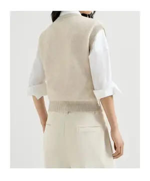 Brunello Cucinelli Sparkling Mohair And Wool Knit Vest - Ivory