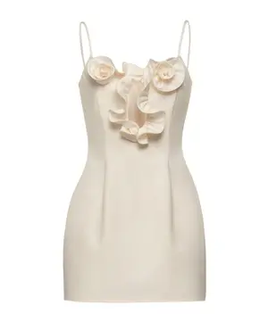 Magda Butrym Ruffled Floral-appliqué Mini Dress - Cream