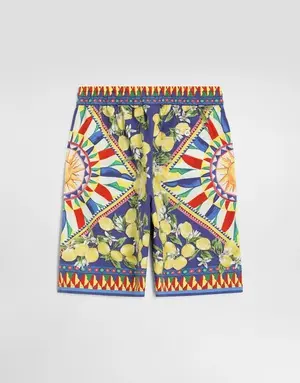 Dolce & Gabbana Carretto-print Poplin Bermuda Shorts