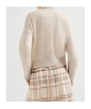 Brunello Cucinelli Sparkling Mohair And Wool Cardigan With Monili - Ivory