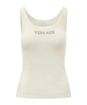 Versace Embellished Ribbed Sleeveless Top