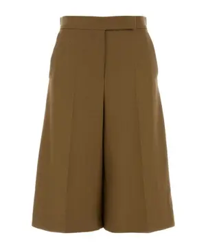 Max Mara Slub Wool Canvas Bermuda Shorts - Camel