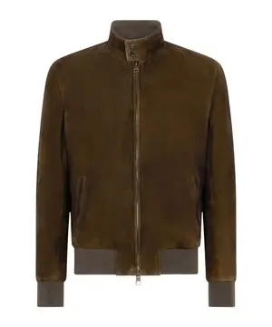 Boglioli Stand Collar Zip Jacket - Brown