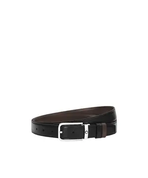 Montblanc 30 Mm Reversible Belt In Meisterstück Leather With Rectangular Buckle