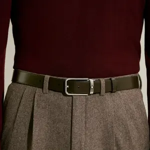Montblanc 30 Mm Reversible Belt In Meisterstück Leather With Rectangular Buckle