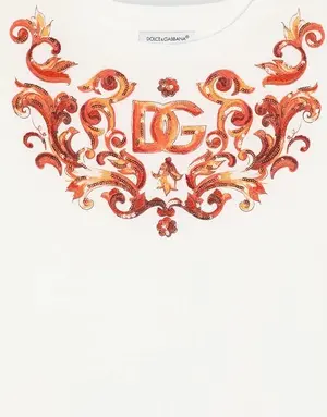 Dolce & Gabbana Jersey T-shirt With Print And Sequin Embroidery