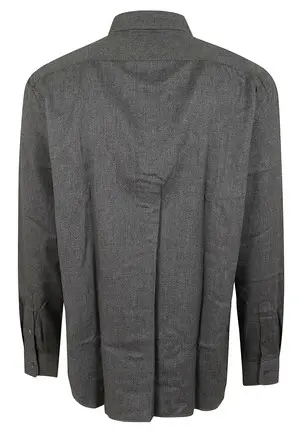 Brunello Cucinelli Herringbone-weave Long-sleeve Shirt - Grey