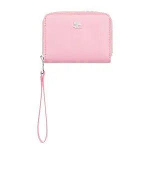 COURREGES Zipped Leather Compact Wallet - Candy Powder