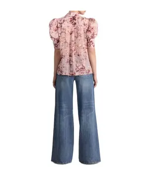 ALICEOLIVIA Willa Puffed-sleeve Floral Shirt