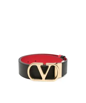 Valentino Garavani Vlogo Signature Leather Belt - Black