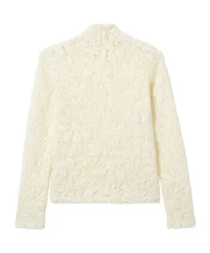 La DoubleJ Floral-pattern Lace Turtleneck Top
