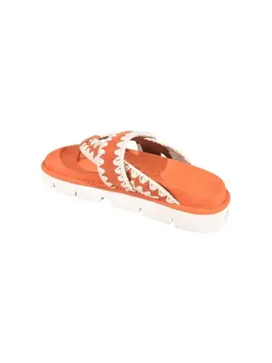 Mou Contrast Stitch Platform Flip Flops