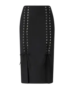 Pinko Lace-up Front-slit Skirt - Black