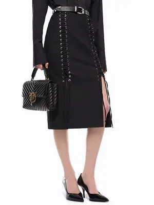 Pinko Lace-up Front-slit Skirt