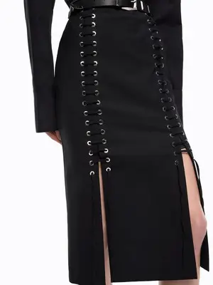Pinko Lace-up Front-slit Skirt