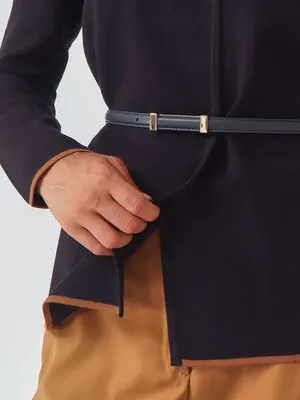 Max Mara Dente Contrast-trim Belted Cardigan - Navy Blue