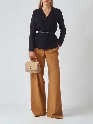 Max Mara Dente Contrast-trim Belted Cardigan - Navy Blue